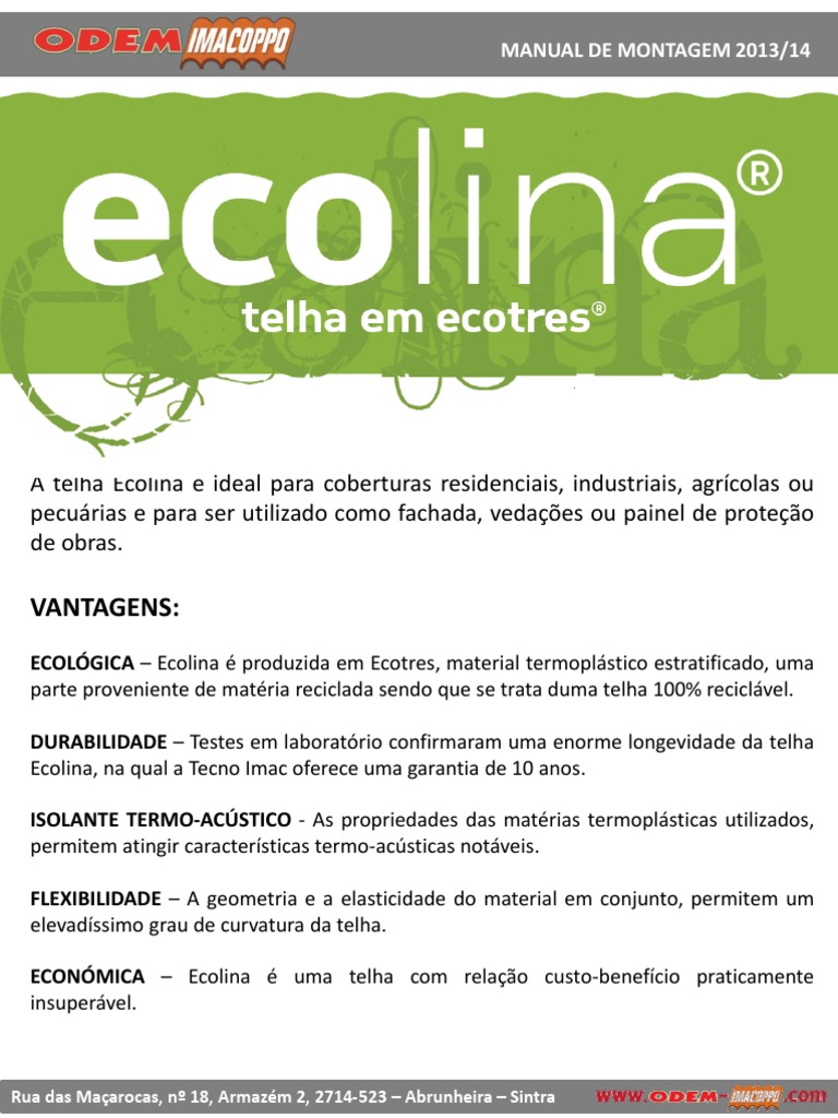 Guia completo para instalação de telhas ecológicas Ecolina | PDF ...
