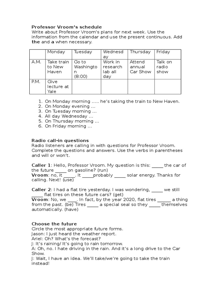 Professor Vroom's Schedule | PDF