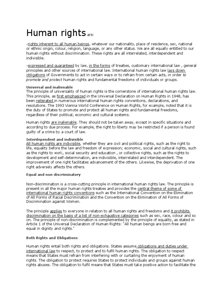 Human Rights: Promote and Protect Human Rights and Fundamental Freedoms ...