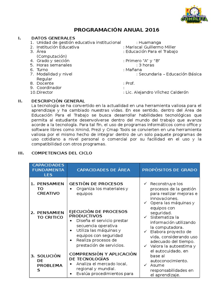 Programación Anual 1ro | PDF | Microsoft Excel | Microsoft