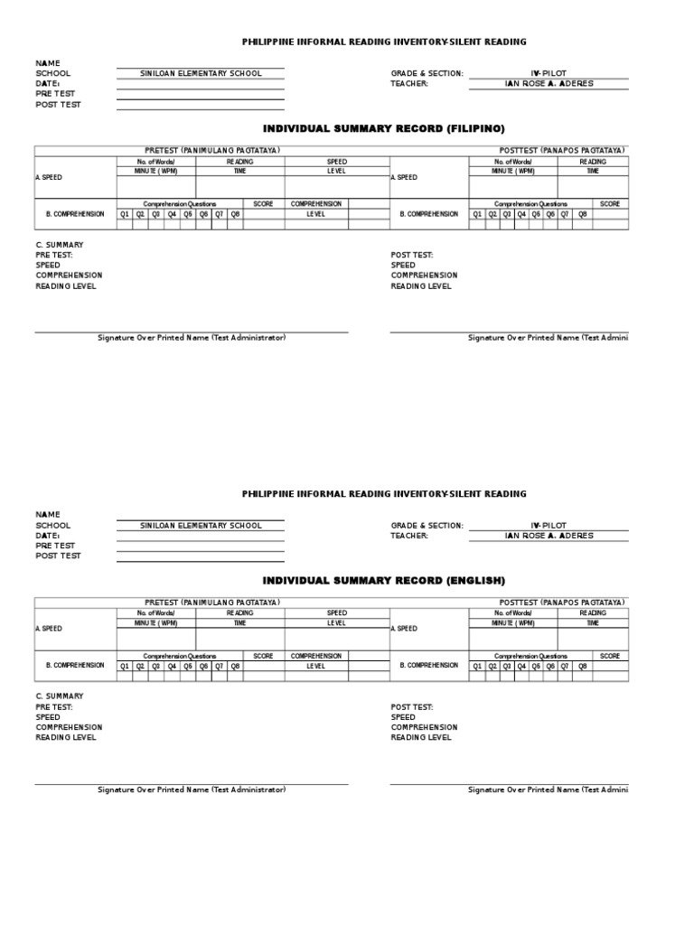 Assessing Reading Skills through the Philippine Informal Reading ...