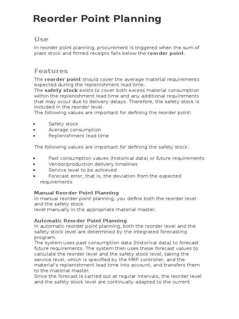 Reorder Point Planning | PDF | Distribution (Business) | Supply Chain ...