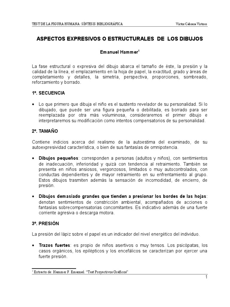 DFH. Test de La Figura Humana. Hammer | PDF | Las emociones | Cerebro