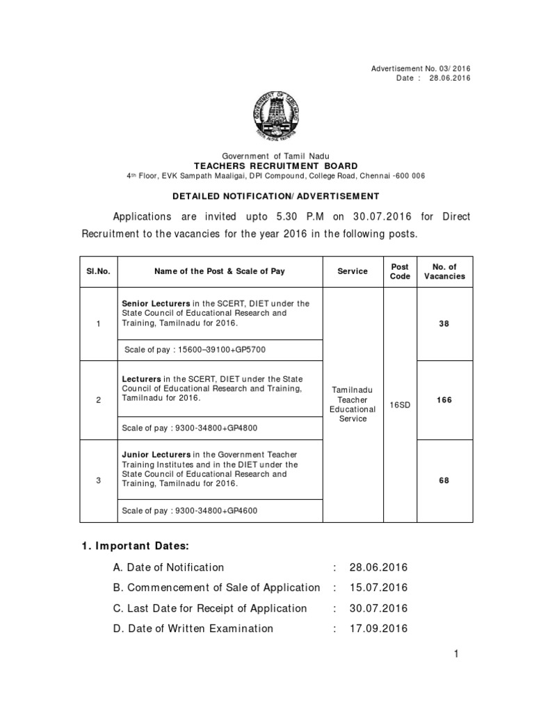 Noti PDF | PDF | Lecturer | Tamil Nadu
