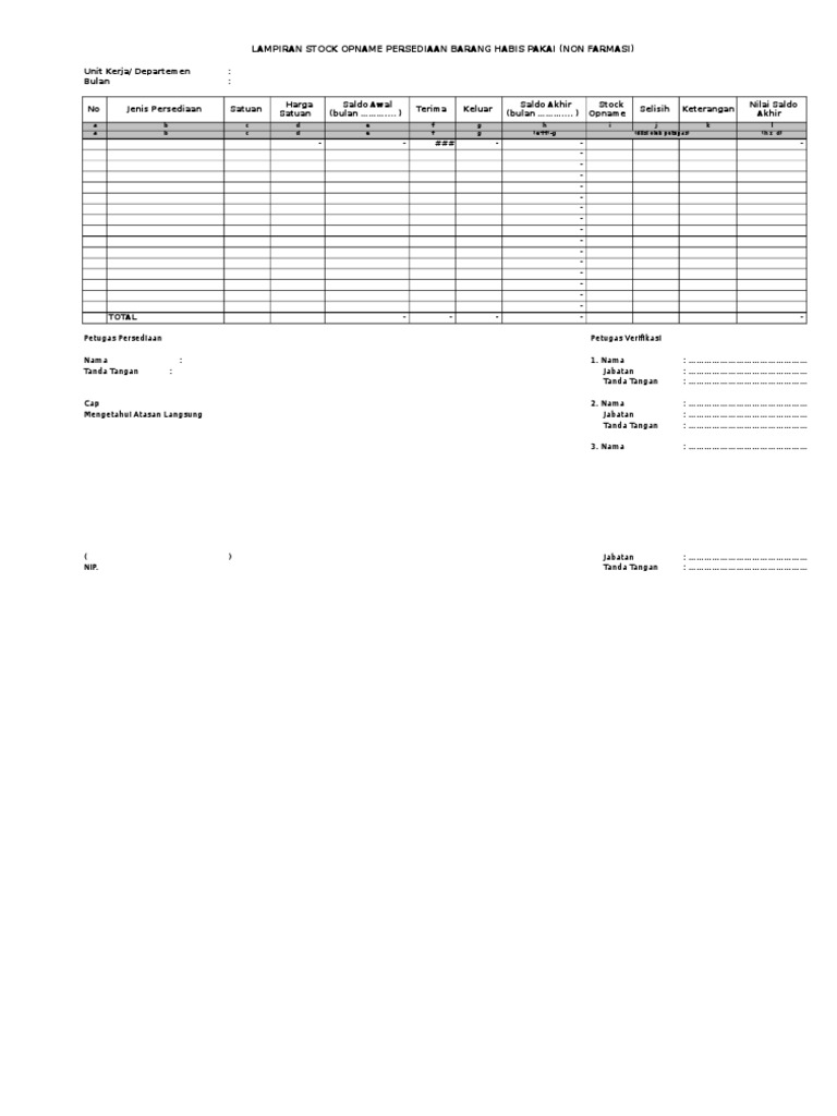 Form Stock Opname | PDF