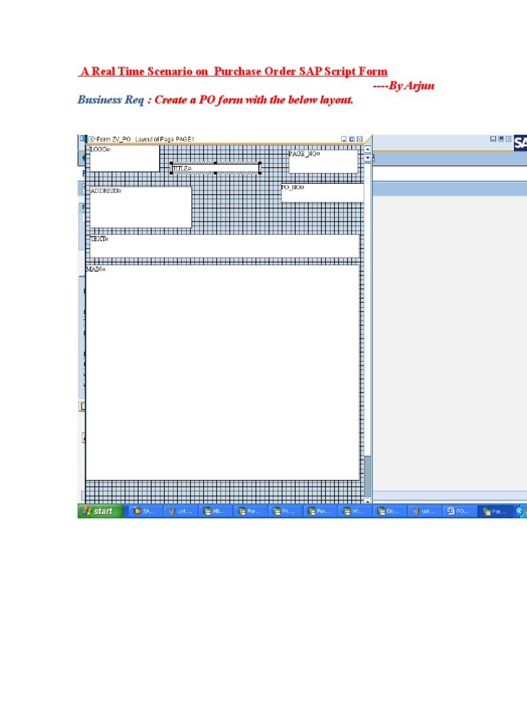 Business Req: A Real Time Scenario On Purchase Order SAP Script Form | PDF | Page Layout ...