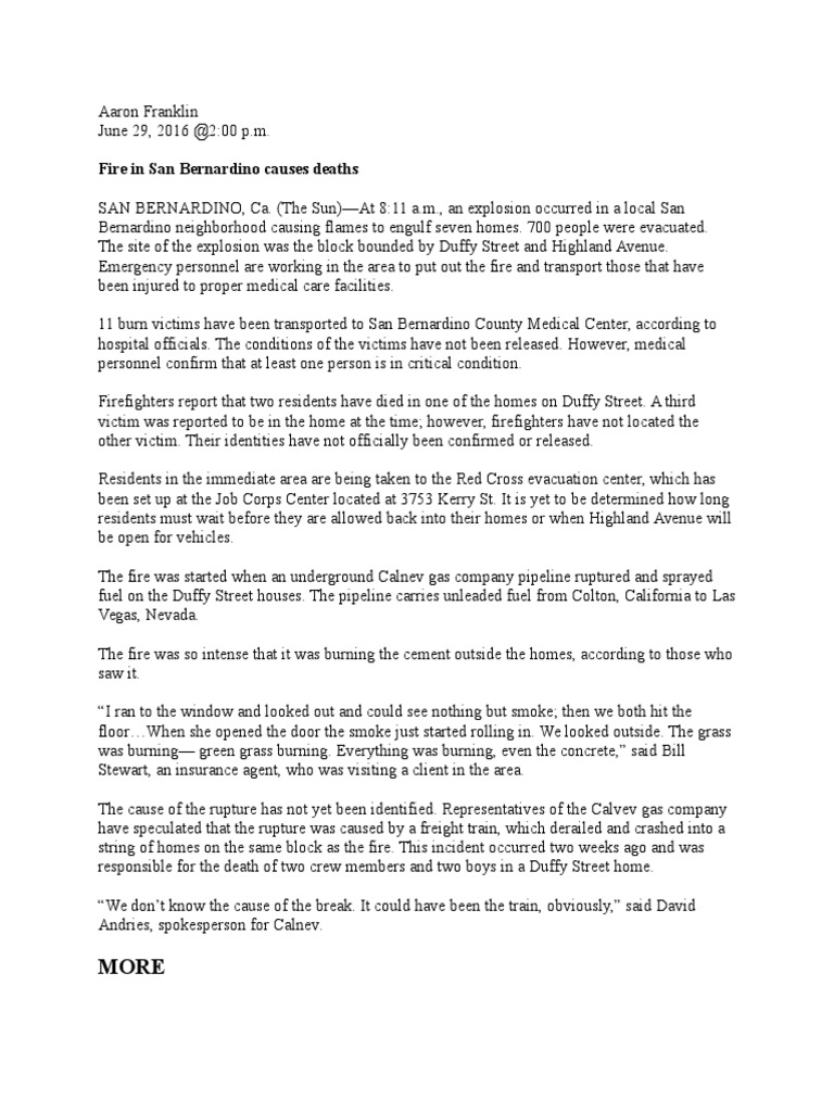 Edited Franklin Explosion | PDF | Pipeline Transport | Firefighter