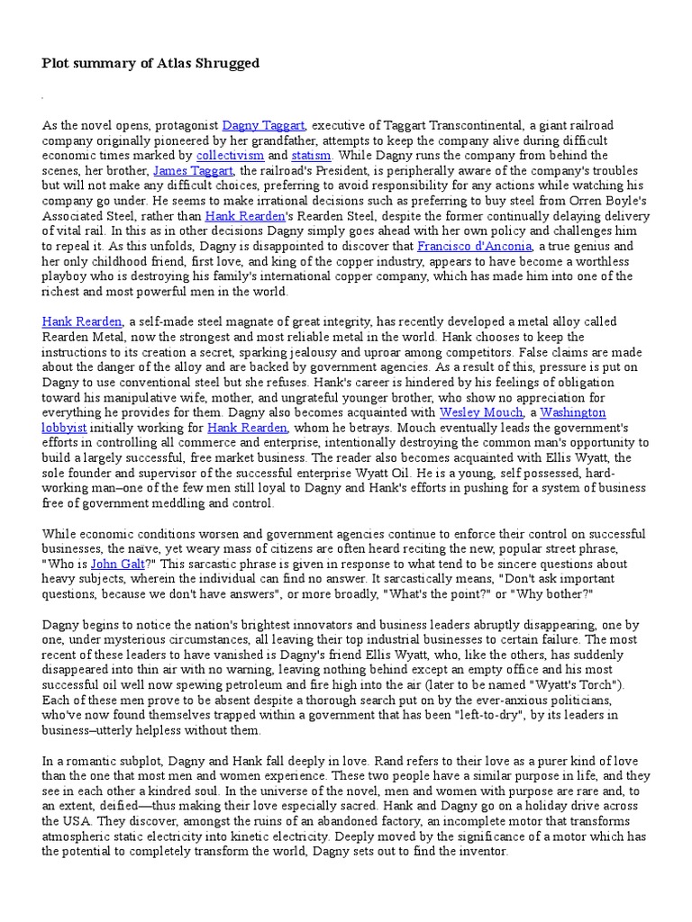 Plot Summary of Atlas Shrugged | PDF