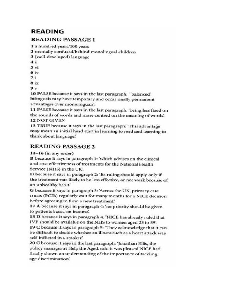 Test1 Reading IELTS Academic Answers | PDF