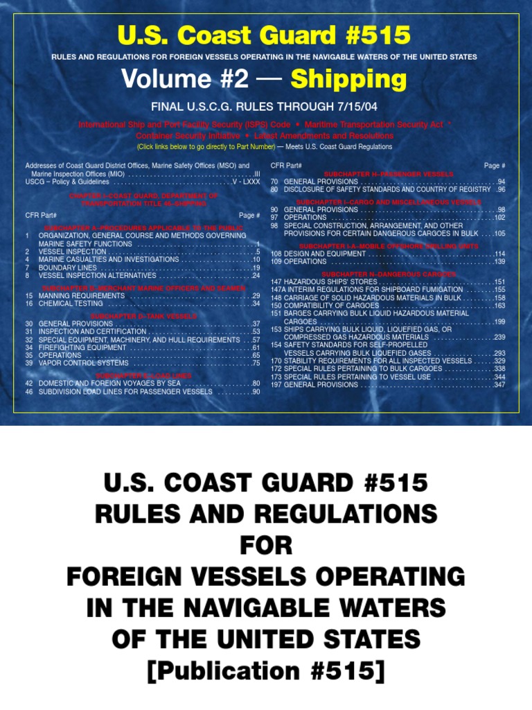 USCG 515 v2 2004 | PDF | Regulatory Compliance | Dangerous Goods