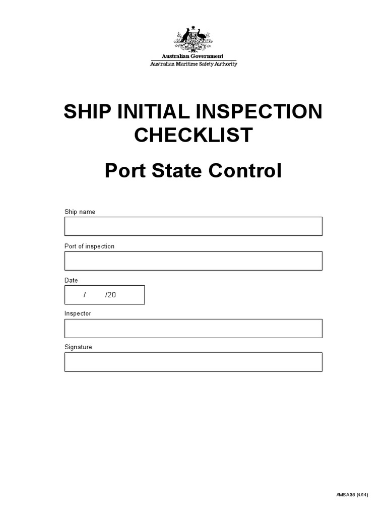 Ship Initial Inspection Checklist Port State Control | PDF ...