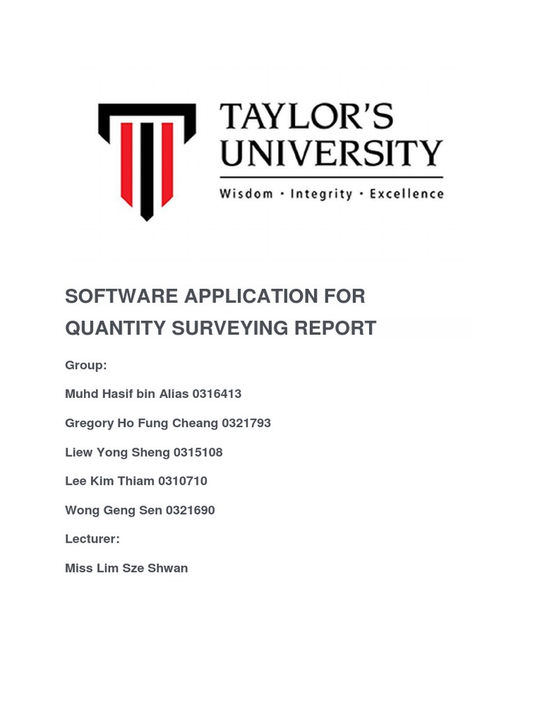 Software Application For Quantity Surveying Report | PDF | Building ...