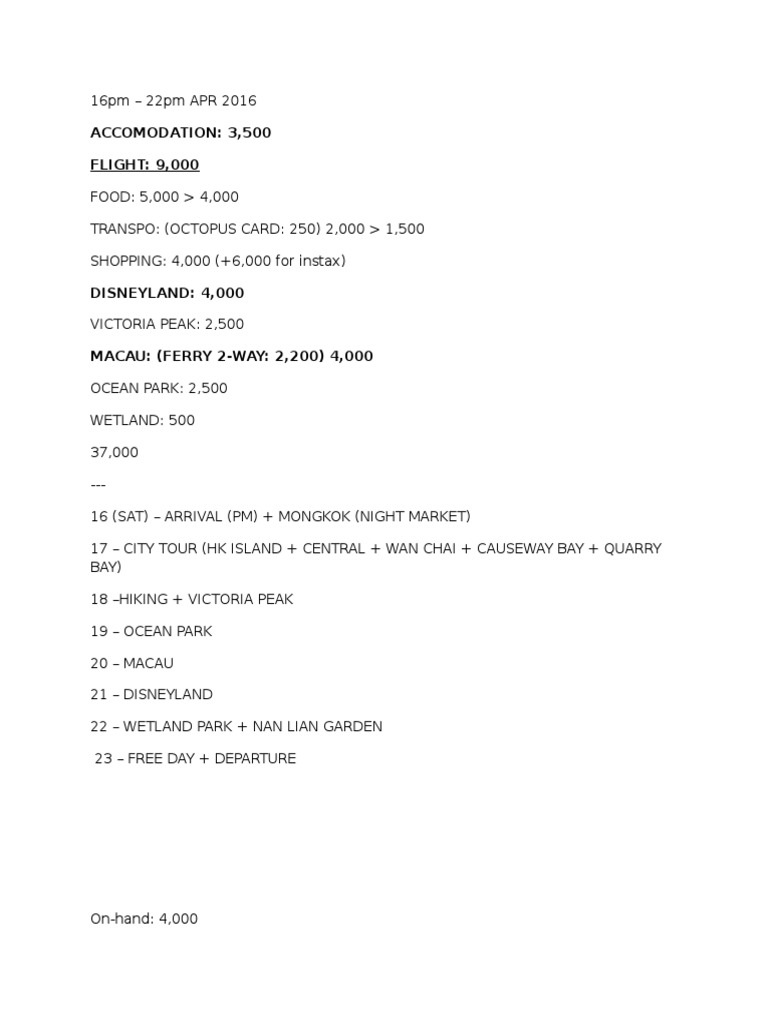 Accomodation: 3,500 FLIGHT: 9,000 | PDF | Social Science | Travel