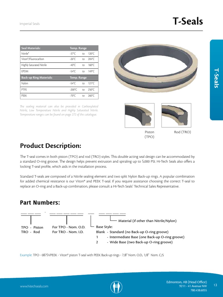 T-Seals: Product Description | Download Free PDF | Nature