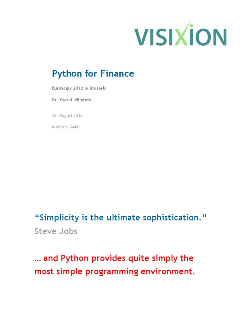 VX Python For Finance EuroScipy 2012 Y Hilpisch | PDF | Option (Finance ...