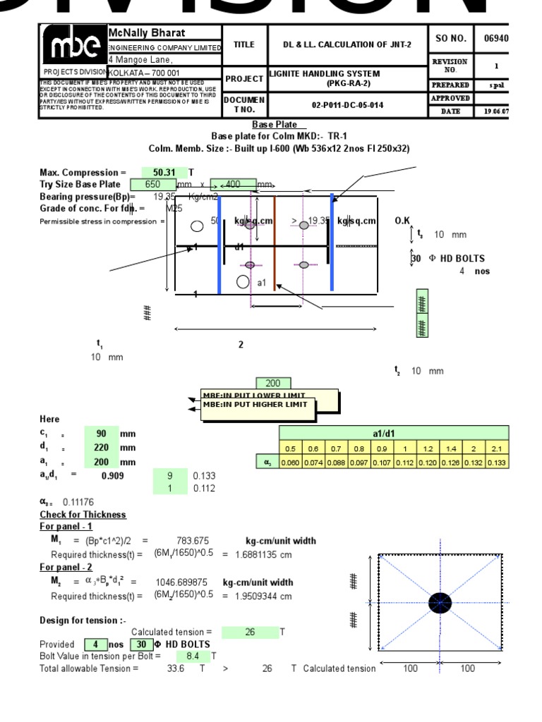 Base Plate Design | PDF | Stress (Mechanics) | Bending