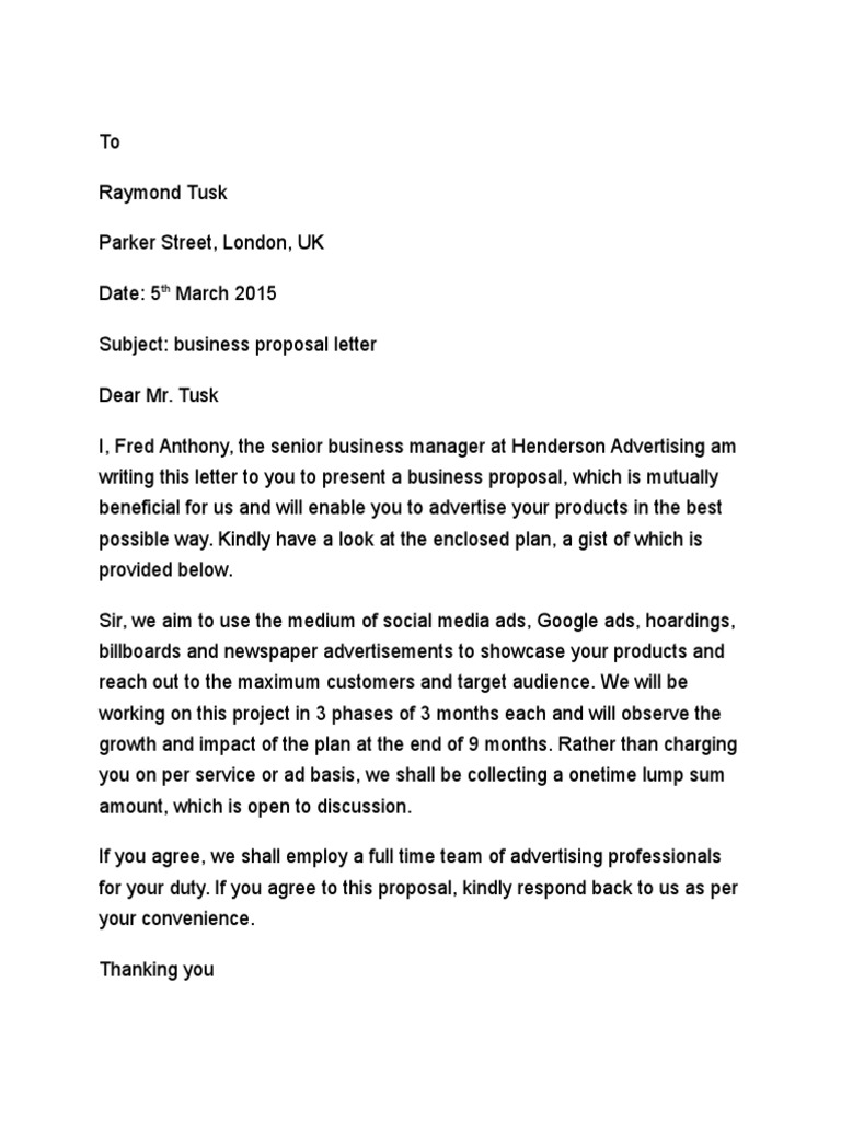 Business Proposal Letter To Client | PDF