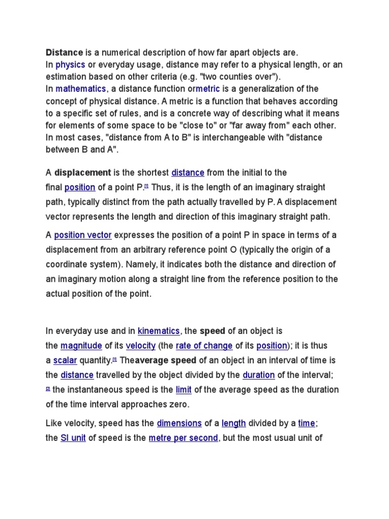 Physics Mathematics Metric: Distance Is A Numerical Description of How ...