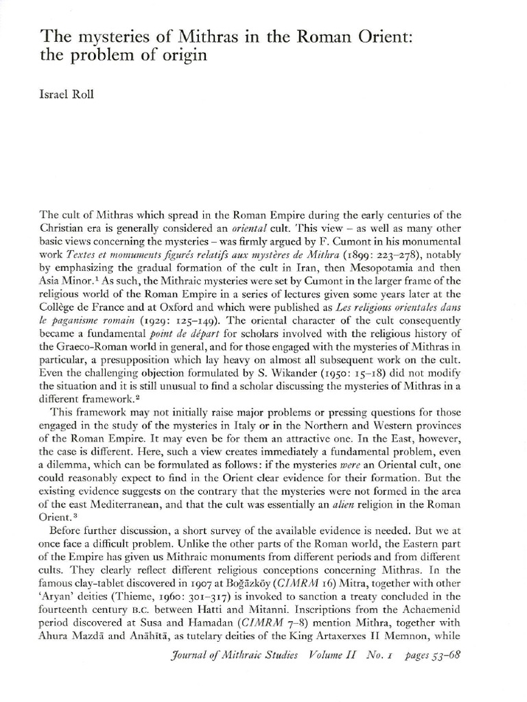Mithra in Roman Orient | PDF | Religion And Belief | Arts (General)