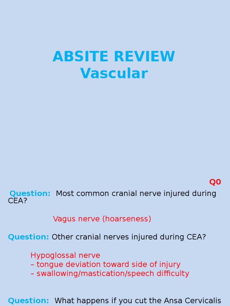 Absite Review Vascular | PDF | Thrombosis | Hemodialysis