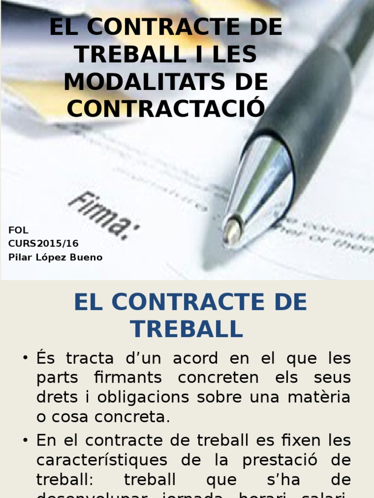 Tema 5. El Contracte de Treball I Les Modalitats de - Còpia | PDF