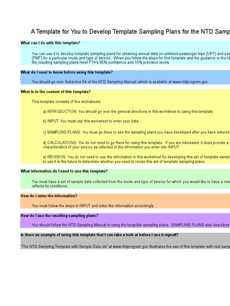 NTD Sampling Plan Template Guide | PDF | Correlation And Dependence ...