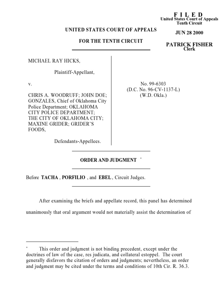 Filed: Patrick Fisher | PDF | Deadly Force | Summary Judgment