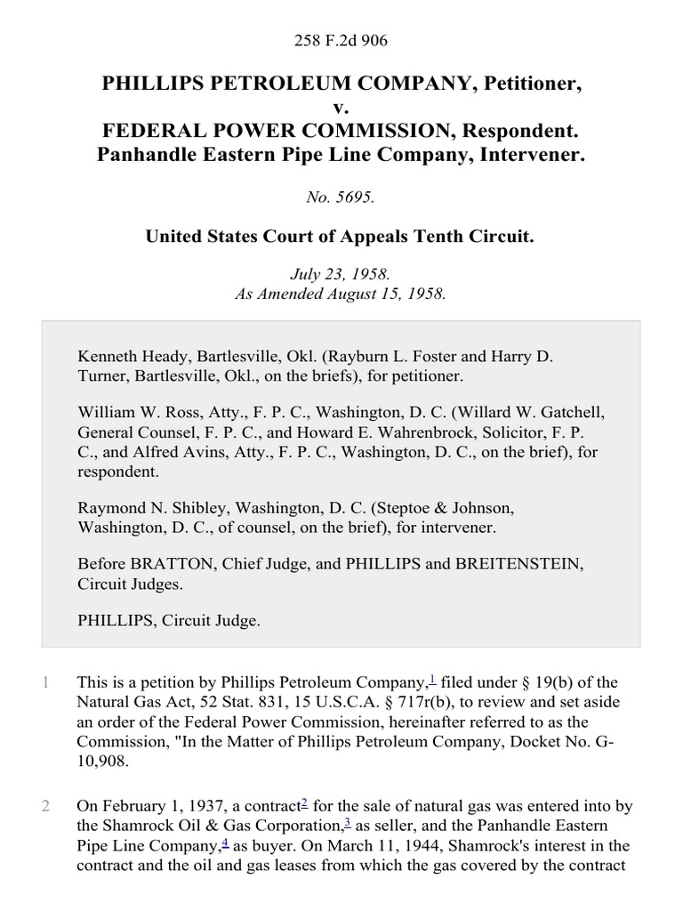 Phillips Petroleum Company v. Federal Power Commission, Panhandle ...