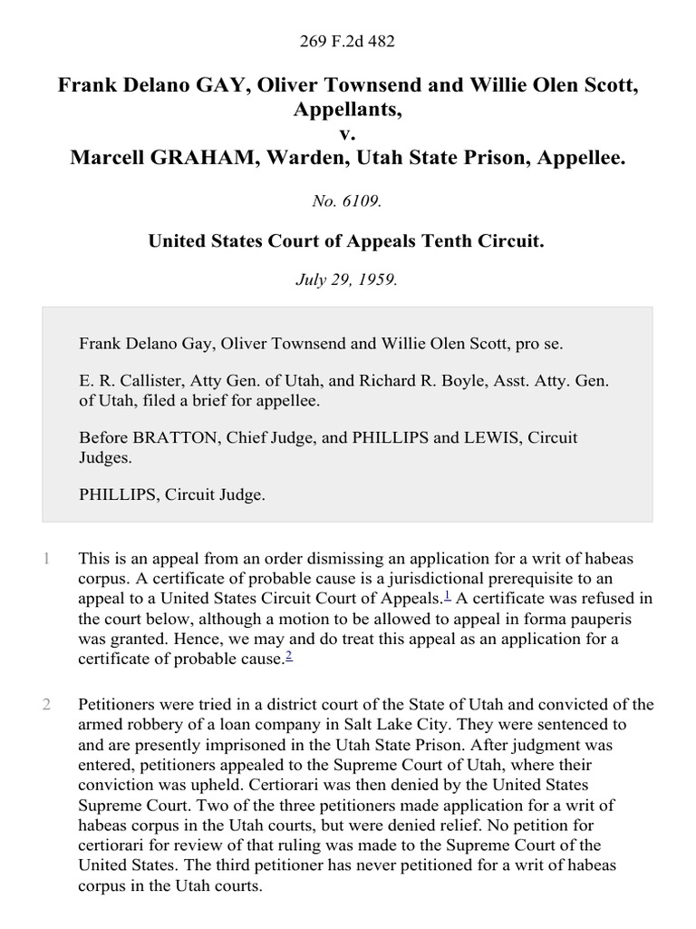 Frank Delano Gay, Oliver Townsend and Willie Olen Scott v. Marcell ...