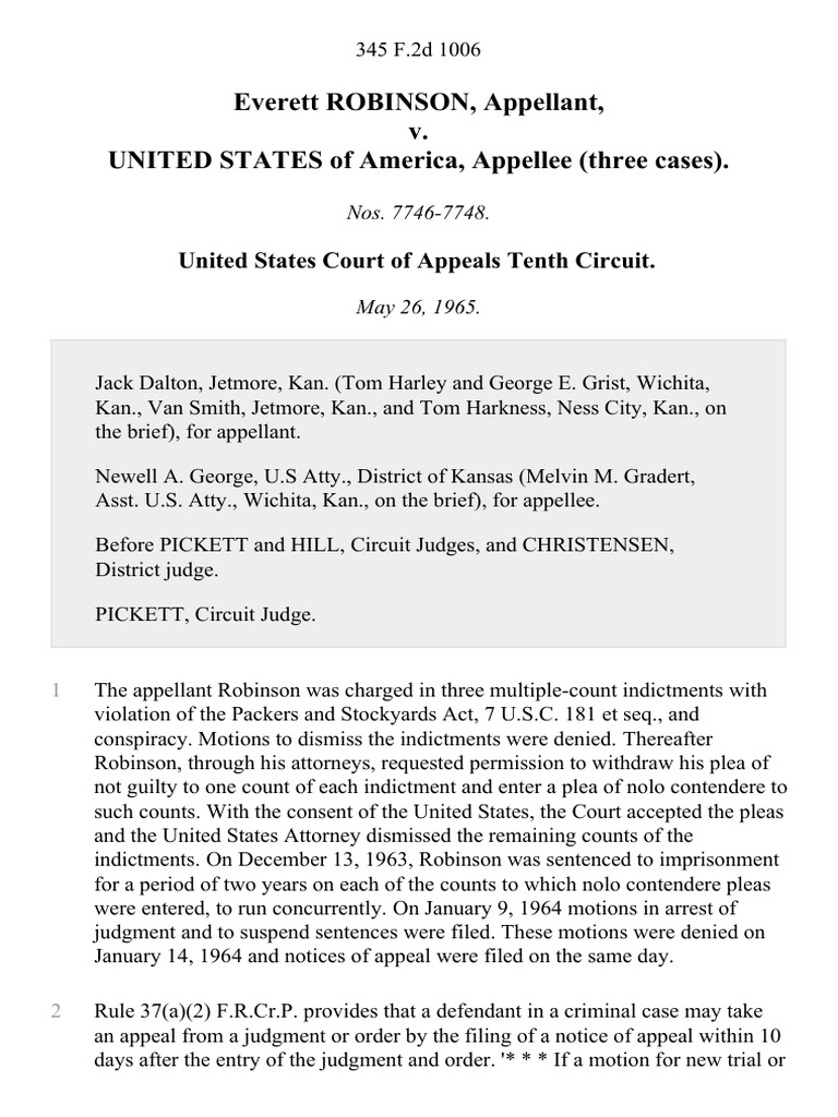 Appeal Dismissed: Everett Robinson Case | PDF
