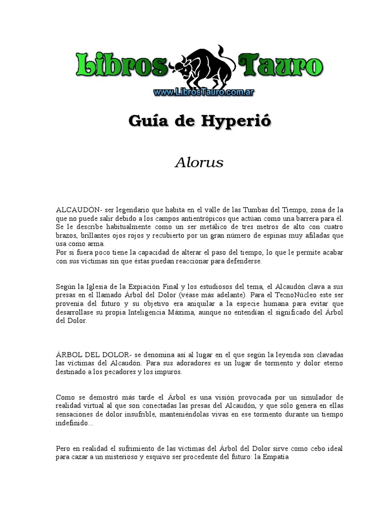 Alorus - Guia de Hyperion | PDF | Inteligencia artificial ...