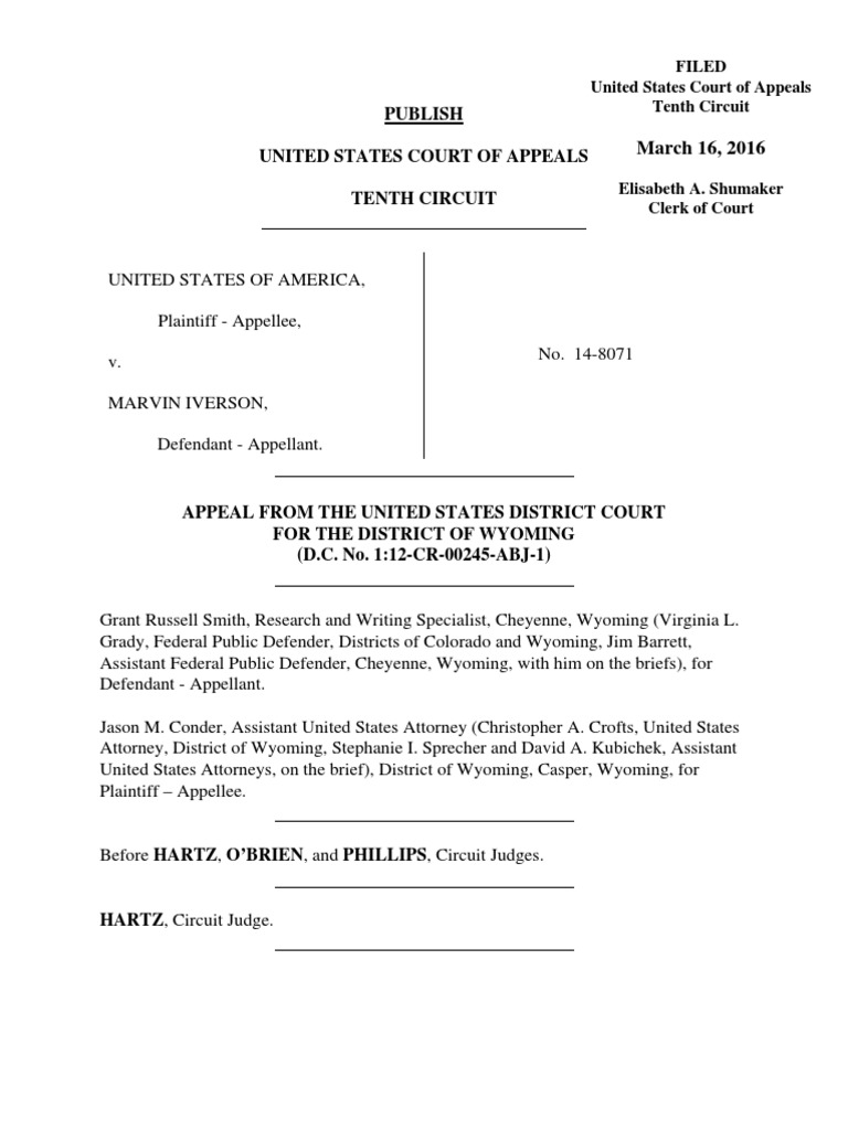 United States v. Iverson, 10th Cir. (2016) | PDF | Hearsay | Evidence (Law)