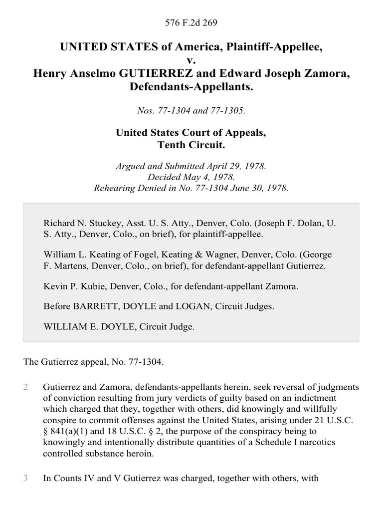 United States v. Henry Anselmo Gutierrez and Edward Joseph Zamora, 576 ...