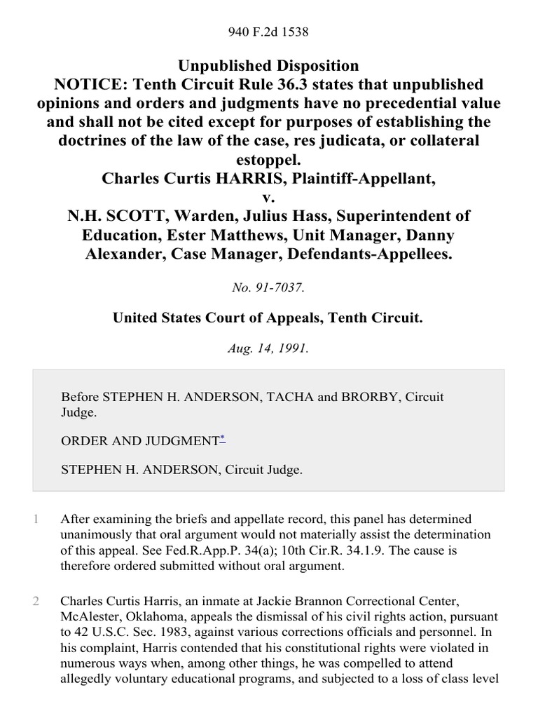 Harris v. Scott: Civil Rights Appeal Dismissed | PDF
