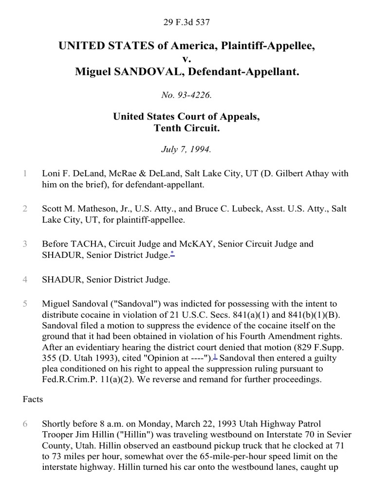 United States v. Miguel Sandoval, 29 F.3d 537, 10th Cir. (1994) | PDF ...
