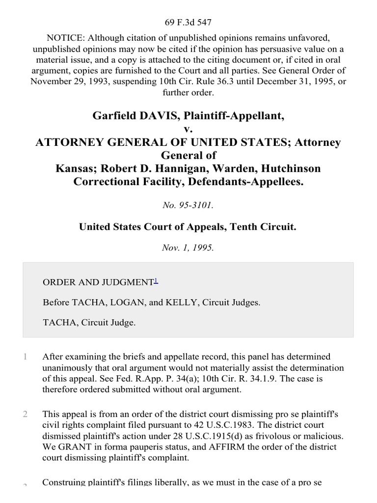 Garfield Davis v. Attorney General of United States Attorney General of ...