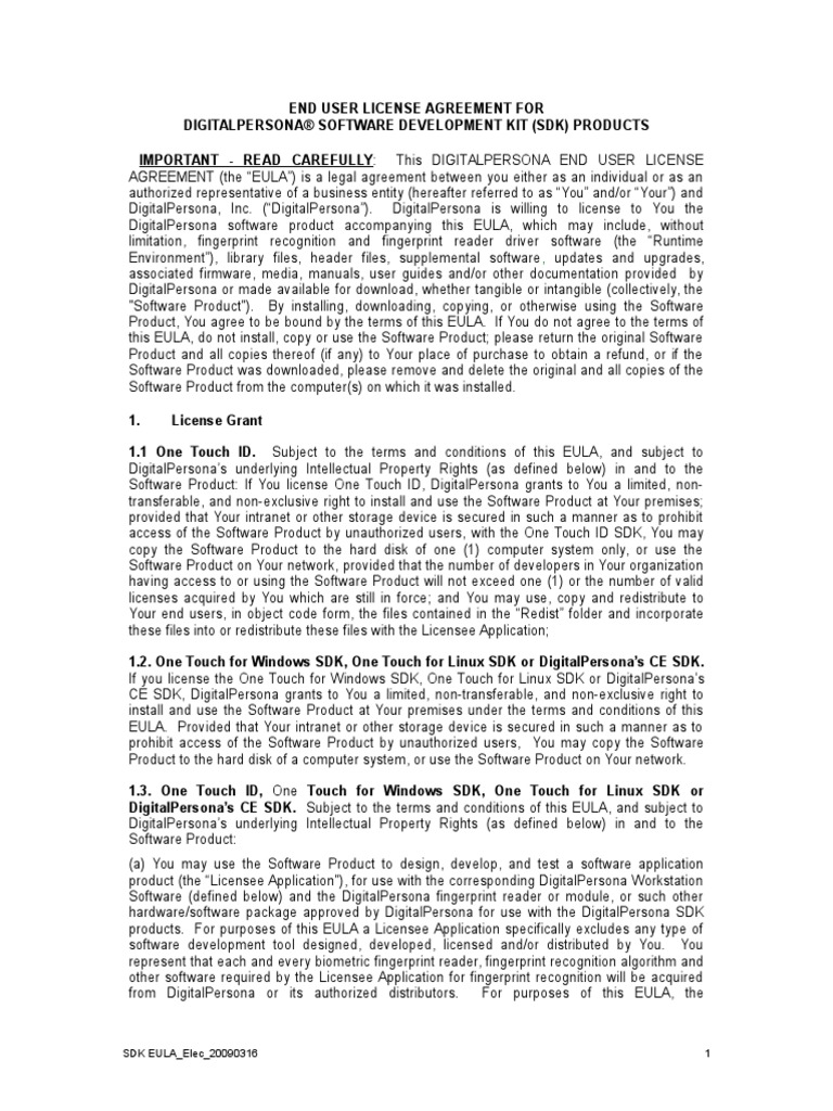 Eula SDK | PDF | License | Indemnity