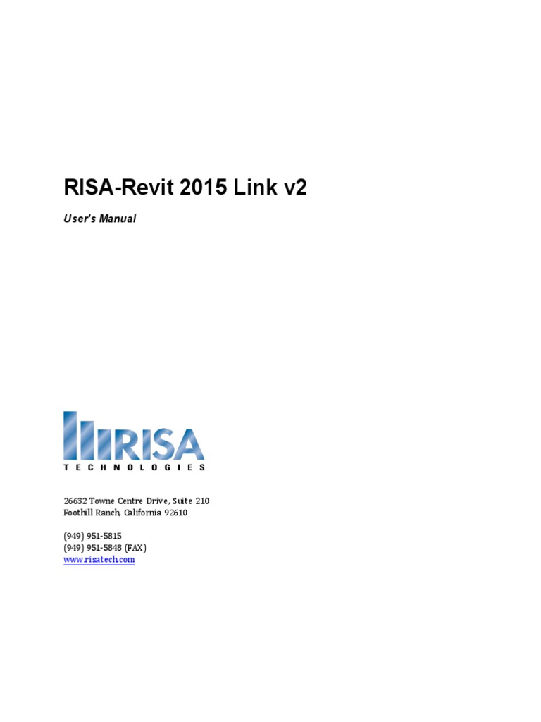 RISA-Revit Link User's Manual | PDF | Autodesk Revit | License