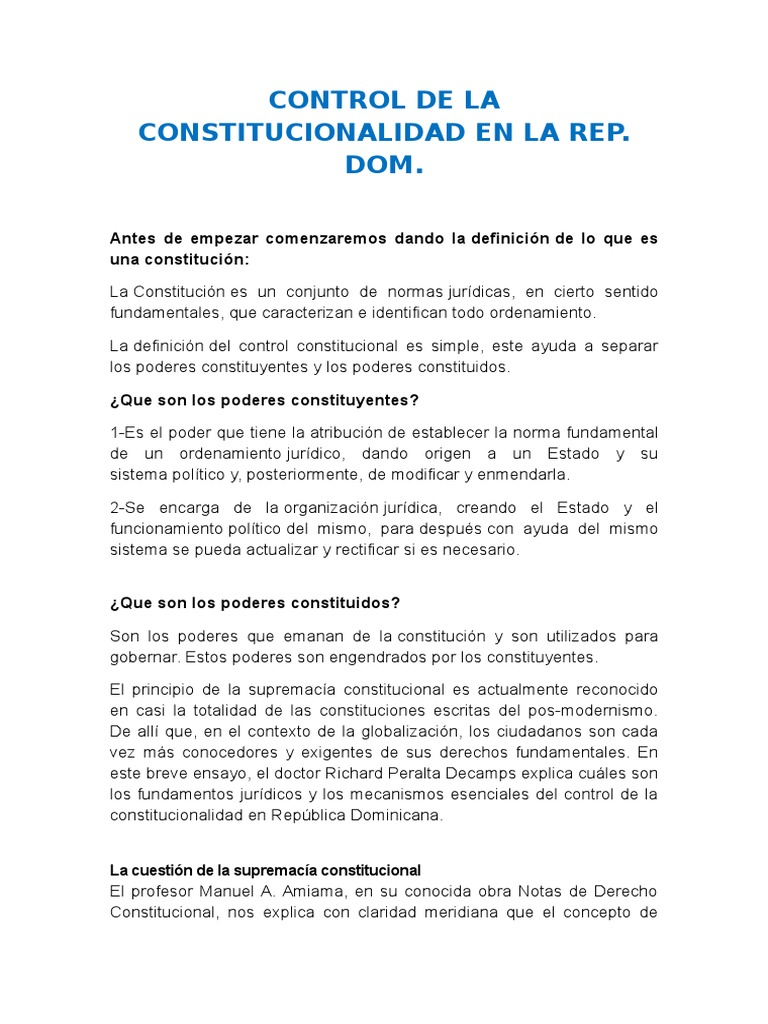 Control de La Constitucionalidad en La Rep. Dom.-Elsy Unphu | PDF ...