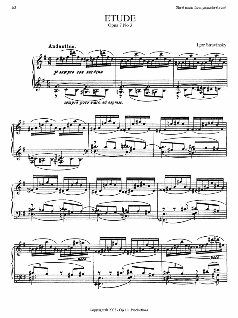 Stravinsky Etude Op7no3 | PDF