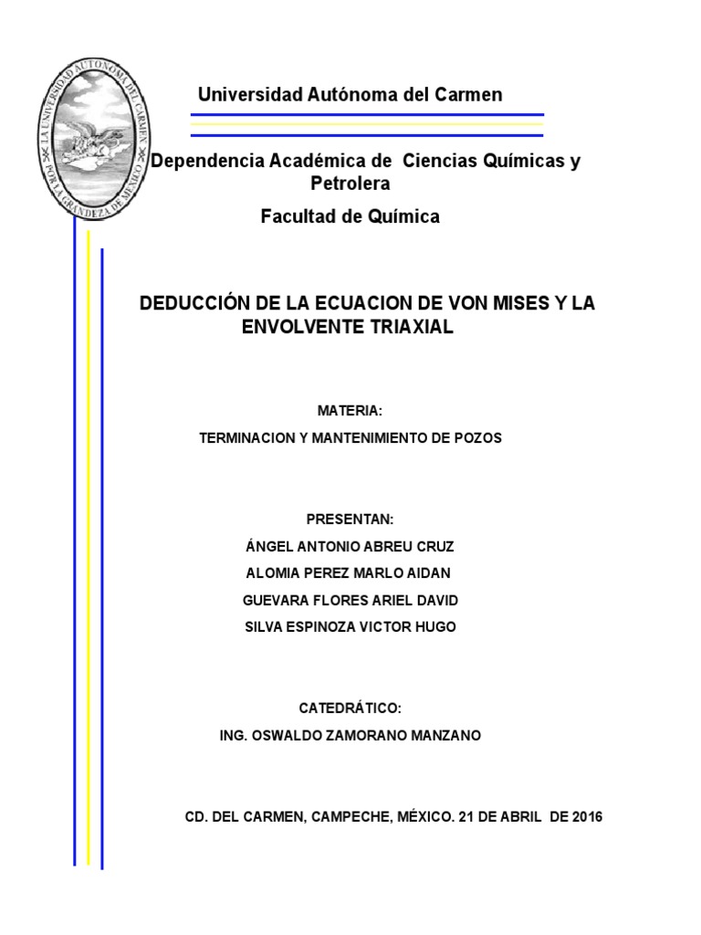 Deduccion de La Ecuacion de Von Mises | PDF Deduccion de La Ecuacion de Von Mises | PDF