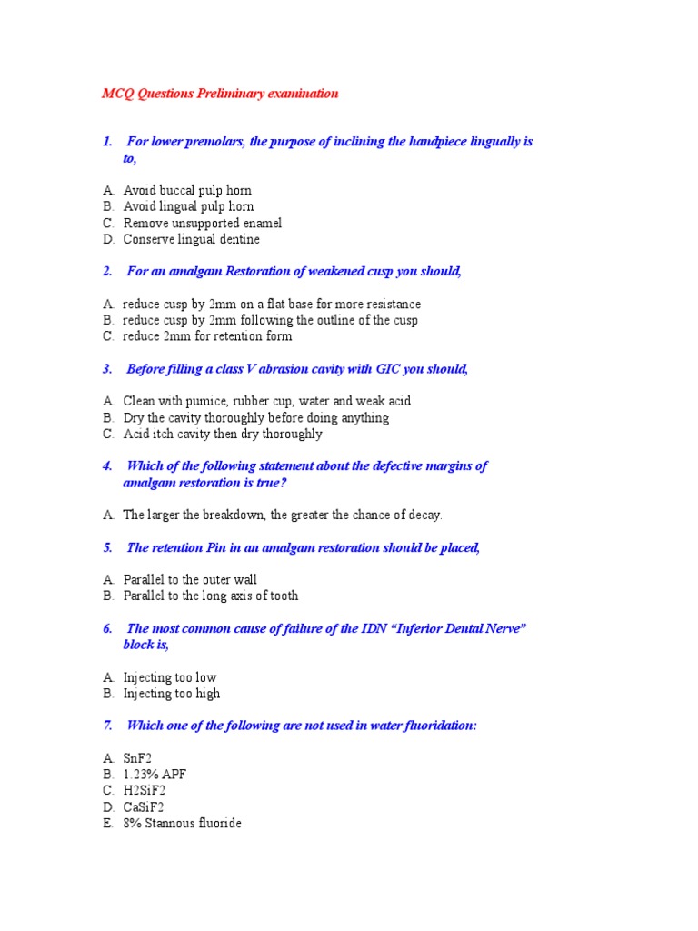 MSC Question Part 1 | PDF | Human Tooth | Oral Hygiene