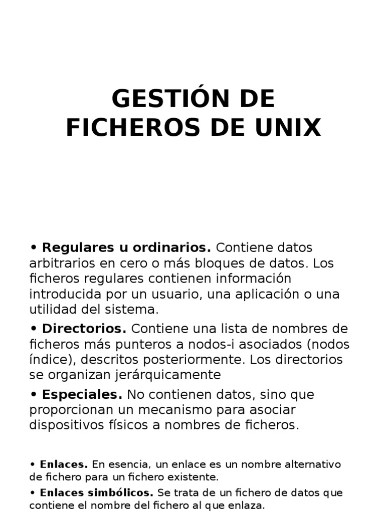 Gestión de Ficheros de Unix | PDF | Sistema de archivos | Archivo de ...