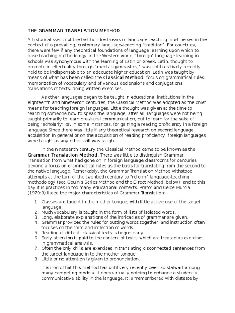 The Grammar Translation Method | PDF | Translations | Symbols