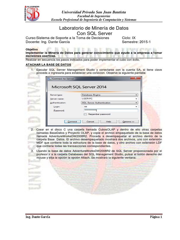 Laboratorio de Mineria de Datos Con SQL Server PDF | PDF | Procesamiento de datos | Servidor SQL ...