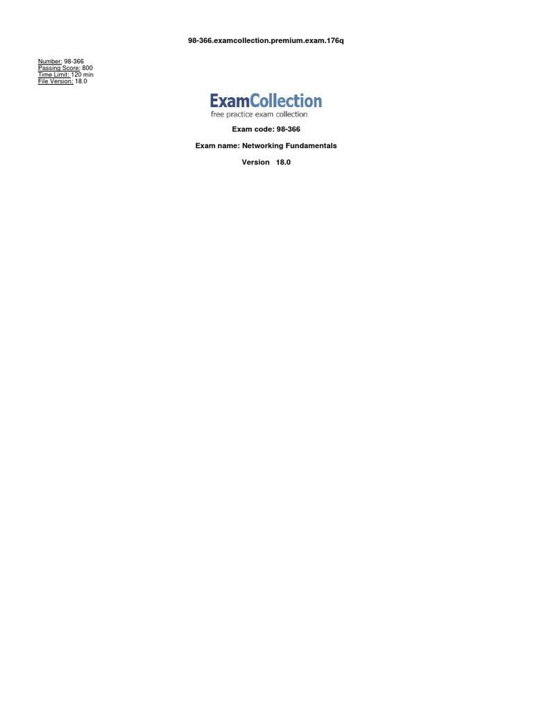 98 366.examcollection - Premium.exam.176q | PDF | Network Switch ...