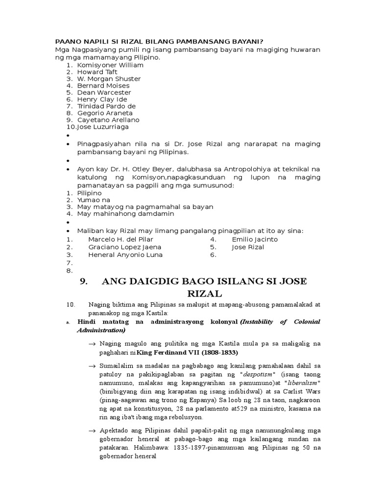 Ang Daigdig Bago Isilang Si Jose Rizal | PDF