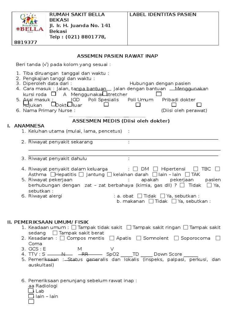 Stiker Identitas Pasien | PDF