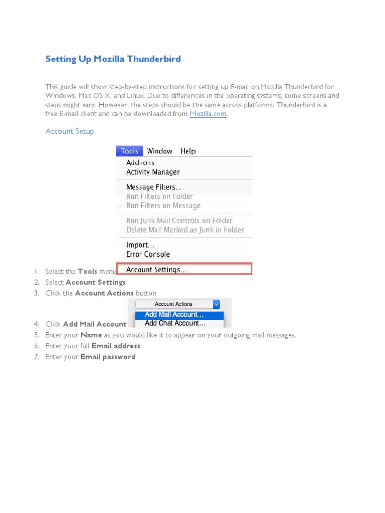 Setting Up Mozilla Thunderbird | PDF
