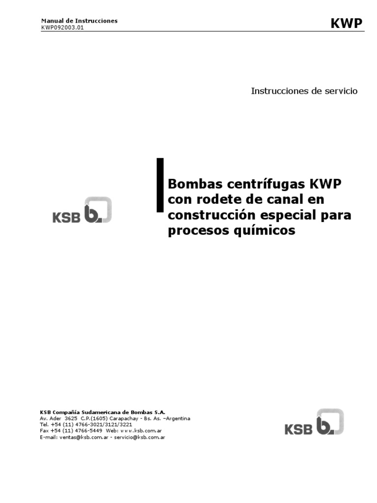Manual KWP | PDF | Bomba | Tubería (transporte de fluidos)